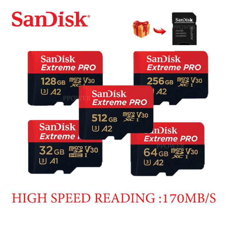 Sandisk Extreme Pro MicroSD Card Memory Card With Adapter 32GB/64GB ...