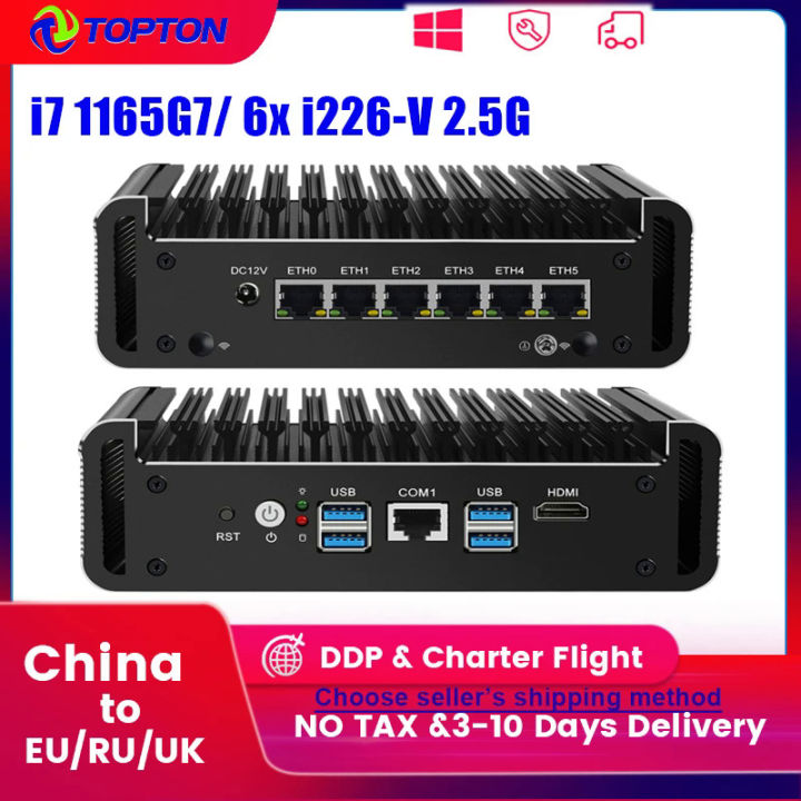 Topton 11th gen In i7 1165g7 6x i226-V 2.5G LAN fanless soft router i5 ...