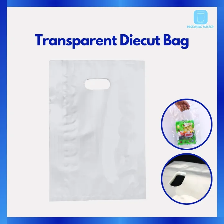 100pcs Clear Transparent Bag with Handle Clear PP Shopping Goodies Gift ...