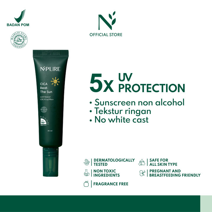 NPURE SUNSCREEN Cica Beat The Sun SPF 50 PA ++++ | Lazada Indonesia