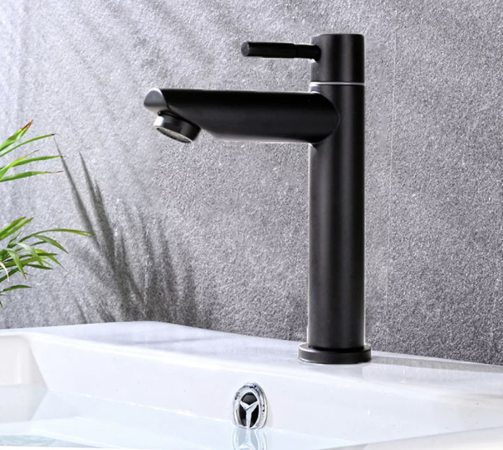 SUS 304 STAINLESS BLACK LAVATORY FAUCET 18CM SHORT Stainless Steel ...