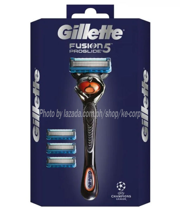 Gillette Fusion 5 Razor with 4 Blades Free Razor Cap - Black Handle ...
