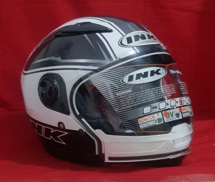 Helm INK MF1 Motif #1 White - Antrachite Original / helm dual fungsi ...