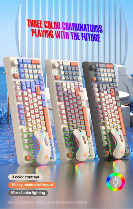 FIREWOLF K820 Wired mechanical feeling mixed ledlight keyboard and ...