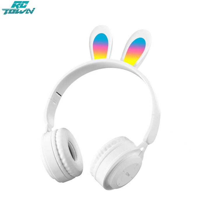 Wireless Headset Noise Canceling Ear Buds RGB Rabbit Ears Earphones For ...