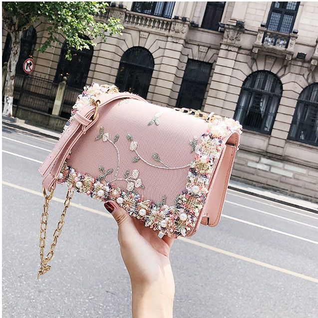 Dawaar Beg Tangan Wanita Bahu Jinjing Silang ( Pearl Floral Tote Sling ...
