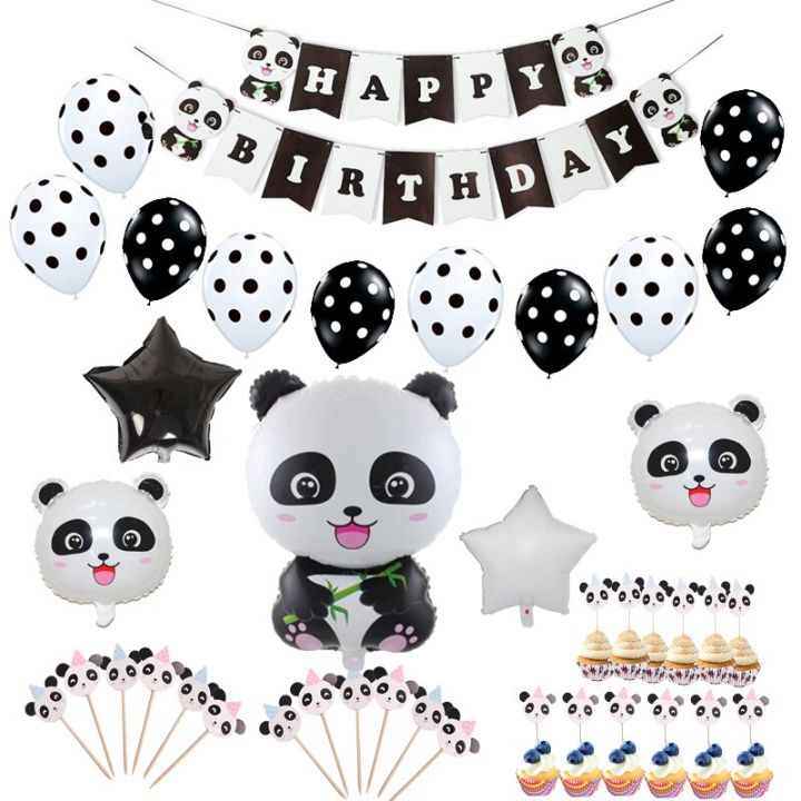 Panda Birthday Party Decorations Kids Panda Foil Balloons Happy ...