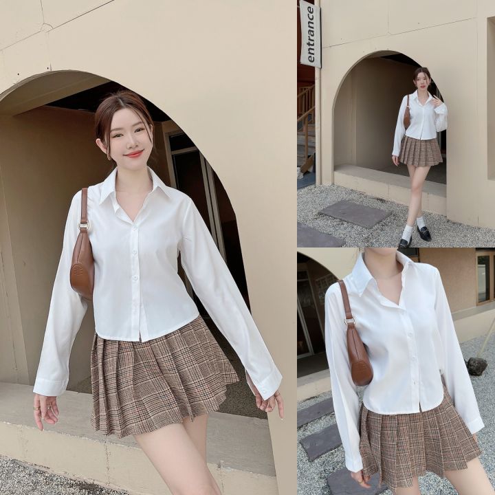SLYQ BLANCMANGE BASIC SHIRT เสื้อเชิ้ตสีขาวเบสิคผ้าเรียบ | Lazada.co.th