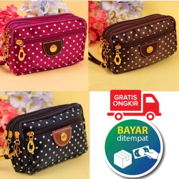 Dompet Wanita Polkadot Eco Multifungsi Pouch 4 Ruang 16 x 10 | Lazada Indonesia