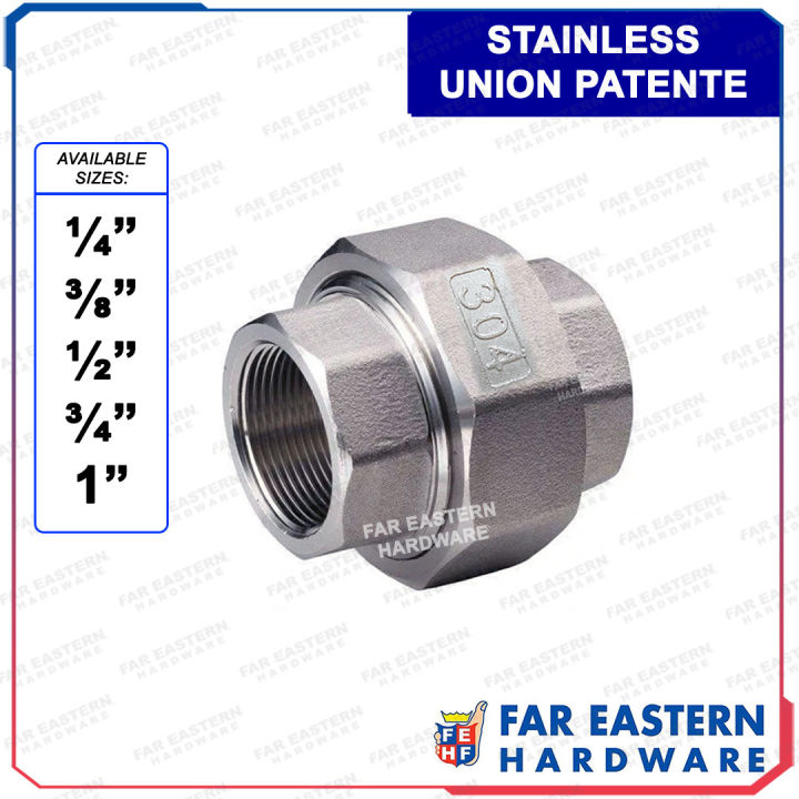 Stainless Fittings 304 Union Patente w/ Thread 1/4" 3/8" 1/2" 3/4" 1 ...