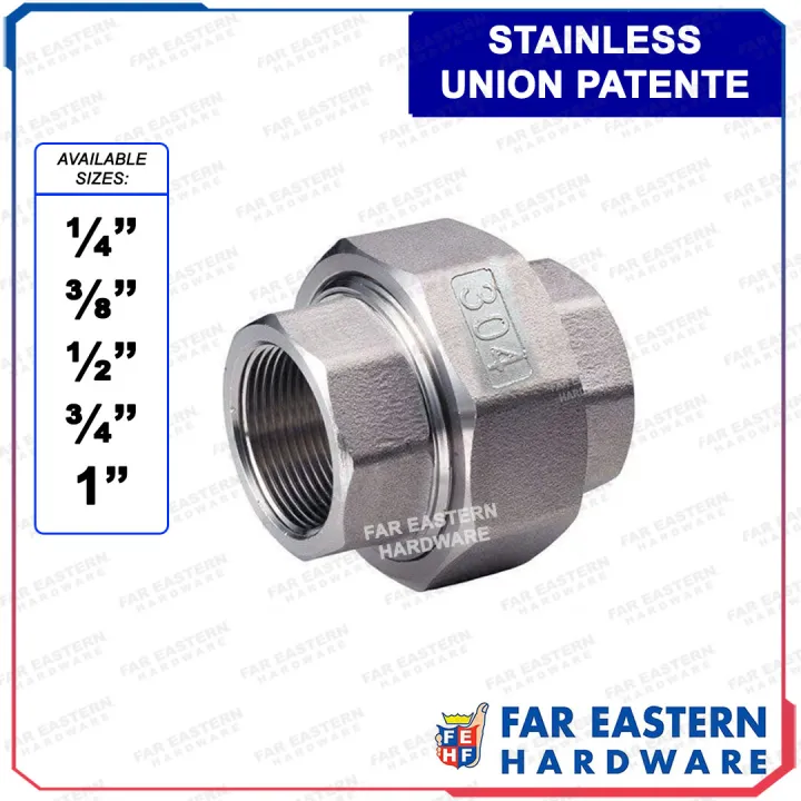 Stainless Fittings 304 Union Patente w/ Thread 1/4" 3/8" 1/2" 3/4" 1 ...
