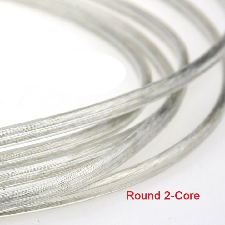 2 Core Transparent Flat & Round Electrical Cable Clear Tinned Copper ...