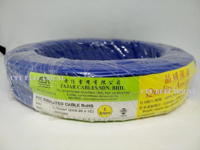 FAJAR 0.75MM 24/0.20mm 1C Multi-strand PVC Insulated Flexible Cable ...