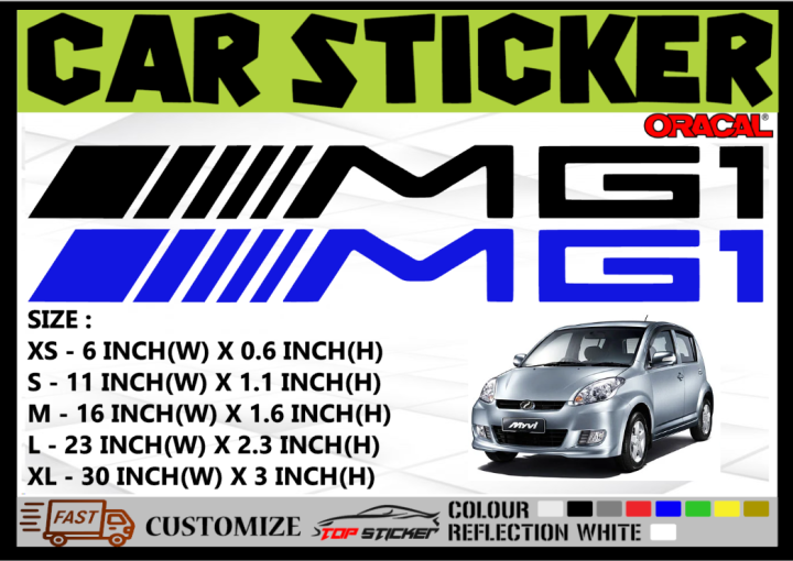 MG1 CAR STICKERS STICKER KERETA PERODUA MYVI FIRST GENERATION MODEL ...
