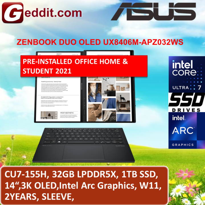 ASUS ZENBOOK DUO OLED UX8406M-APZ032WS / UX8406M-APZ042WSM/ UX8406C ...