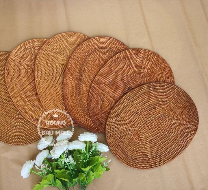 Placemat rotan oval 40 cm x 30 cm | alas piring rotan | tatakan piring ...
