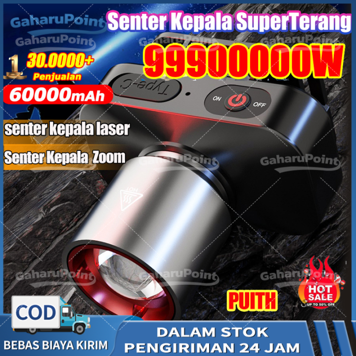 Senter Kepala Zoom Aoki AK-3685A Head Lamp Led 60 Watt Super Terang /Senter Kepala LED Zoom 60W ...