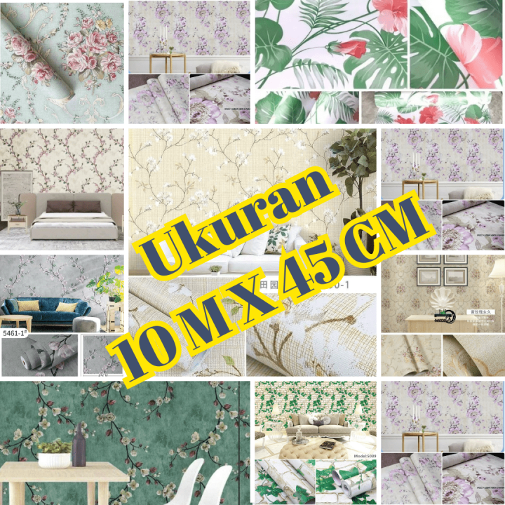 Wallpaper Dinding Abu-abu Bunga Sakura Mewah Elegan Premium Kekinian ...