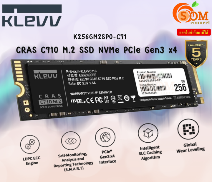 KLEVV 256GB CRAS C710 SSD M.2 NVME PCIE GEN3X4 R/W Up to 1950MB/s ...