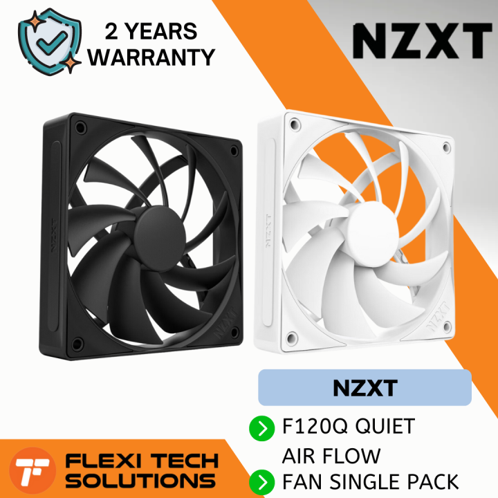 Flexi Tech NZXT F120Q Quiet Airflow Fan Single Pack - Black / White ...