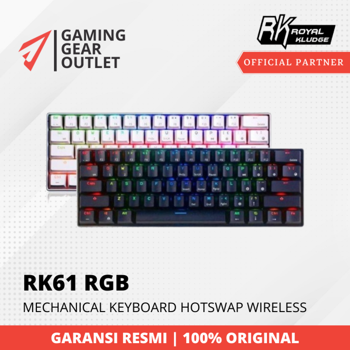 Royal Kludge RK61 3 Mode RGB Gaming Keyboard / RK-61 - White Red SW ...