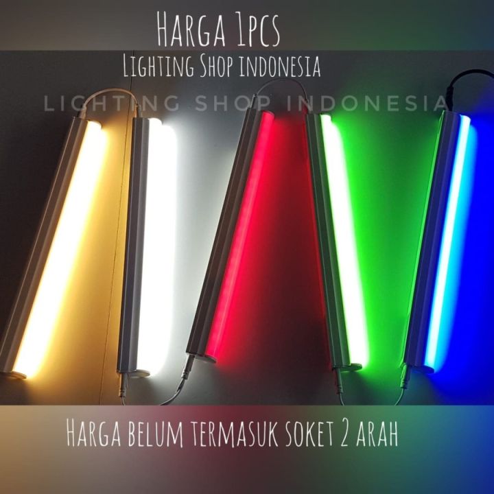 Lampu neon panjang T5 LED 4W 30cm putih warm white merah biru hijau ...
