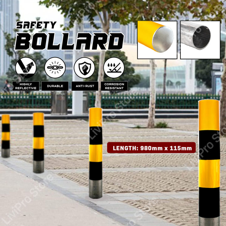 980MM Safety Pre-embed Warning Column Steel Bollard Reflective Traffic ...