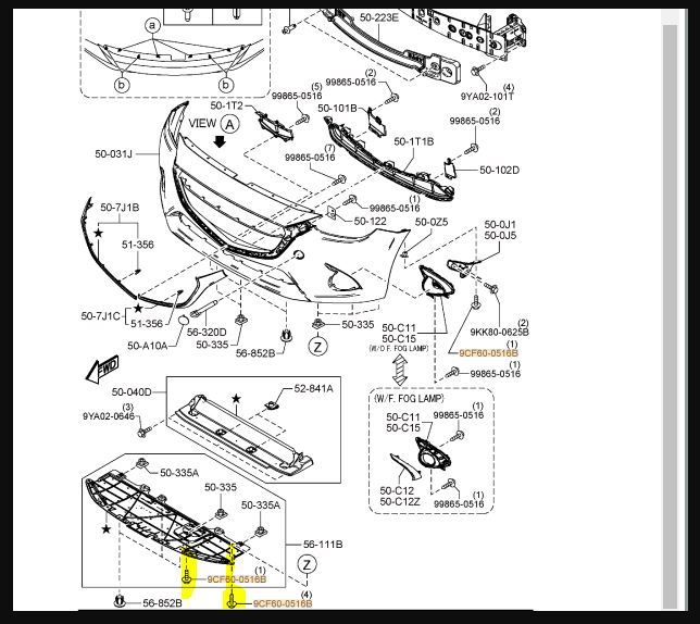 (ของแท้) 9CF600516B สกรูยึดแผ่นปิด ใต้กันชนหน้า มาสด้า2 Mazda2 Skyactiv ...