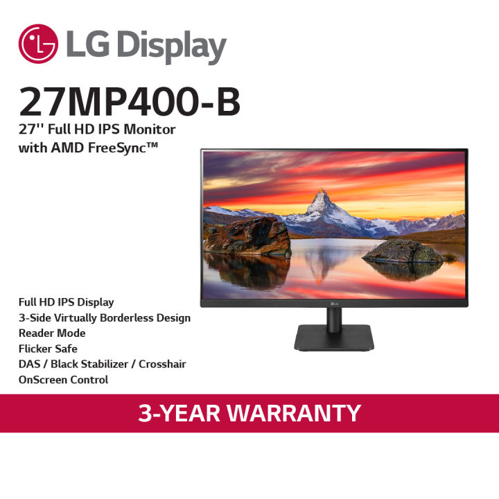 LG 27MP400-B PC Monitor / 27 inch / 1920 x 1080 Resolution / AMD ...
