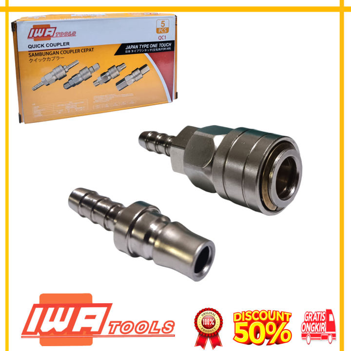 IWA SET Quick Coupler One Touch Sambungan Angin Kompresor SH20 Dan PH20 Set seperti/tekiro dan ...