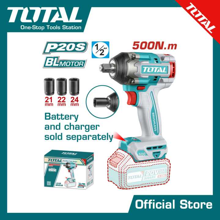 TOTAL บ๊อกแบตเตอรี่ไร้สาย20V 1/2" #TIWLI20501 | Lazada.co.th