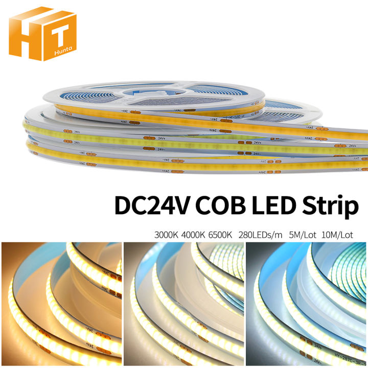 No Glare COB LED Strip Light 5M 10M 280leds/m 8w/m 24V Flexible LED ...