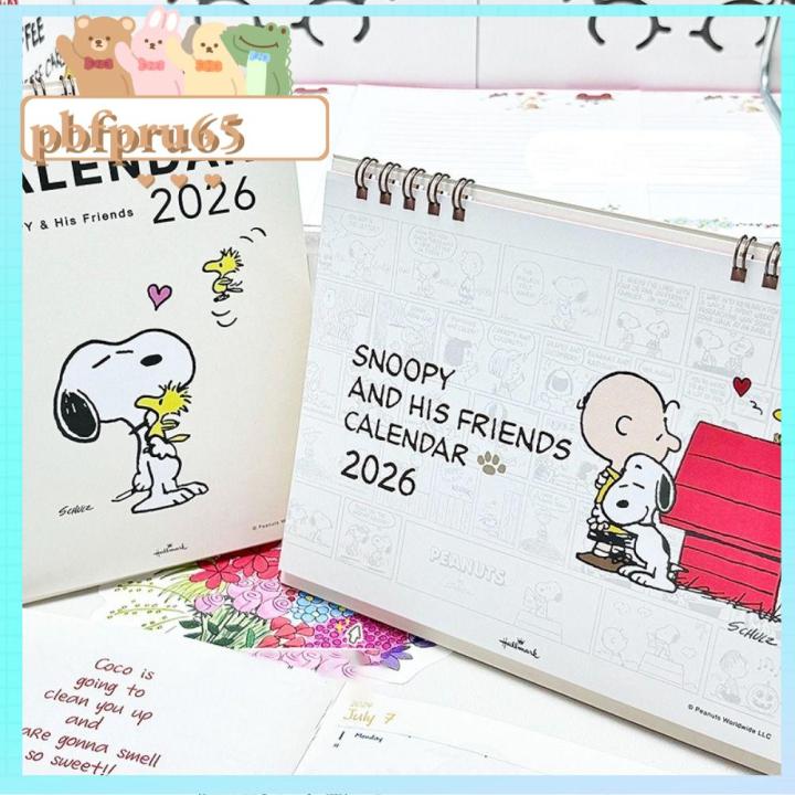 EKBW22 With Memo Notes 2026 Snoopy Desk Calendar One Month to View Flip ...