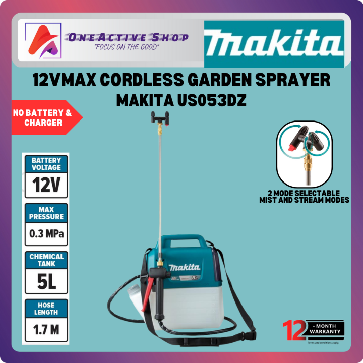 MAKITA US053DZ CORDLESS GARDEN SPRAYER 12V | 0.3MPA | 5L TANK | 0.5-07M ...