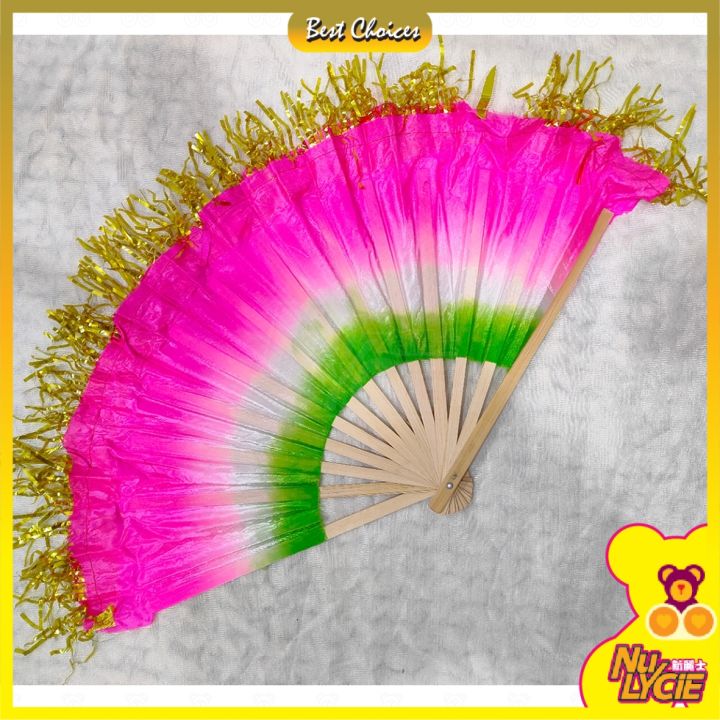 [Ready Stock] Chinese Hand Fan Bamboo Ribs Flutter Fabric Chinese Folk ...