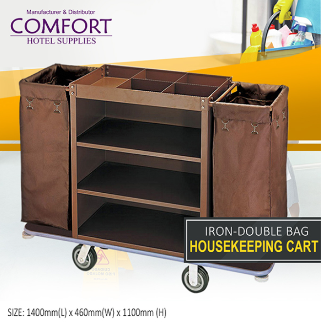 Comfort Hotel Supplies Housekeeping Trolley Cart-Double Bag | Lazada PH