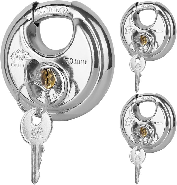 Discus keyed alike padlock, 2-3/4 inch wide, heavy duty stainless steel ...