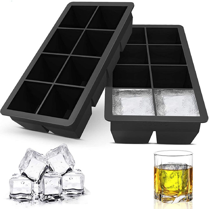 Food Grade Ice Cube Tray Mold 4/6/8 Grid Square Ice Cube Maker Jelly ...