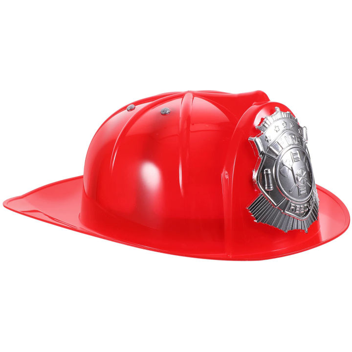 Kids Firefighter Hat Plastic Fireman Helmet Fire Chief Safety Helmet ...