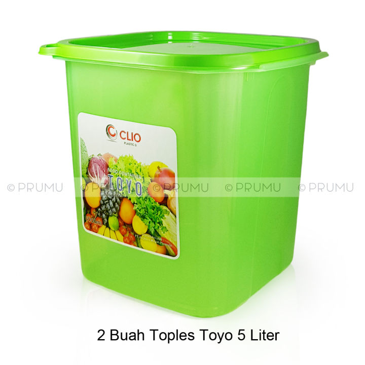 2 Toples Plastik 5 Liter - Toples Plastik Bening - Toples Kotak - Wadah ...