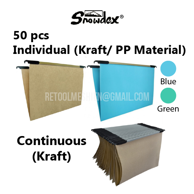 Individual/Continuous Filing Pocket Hanging File Folder (Kraft/PP Blue ...