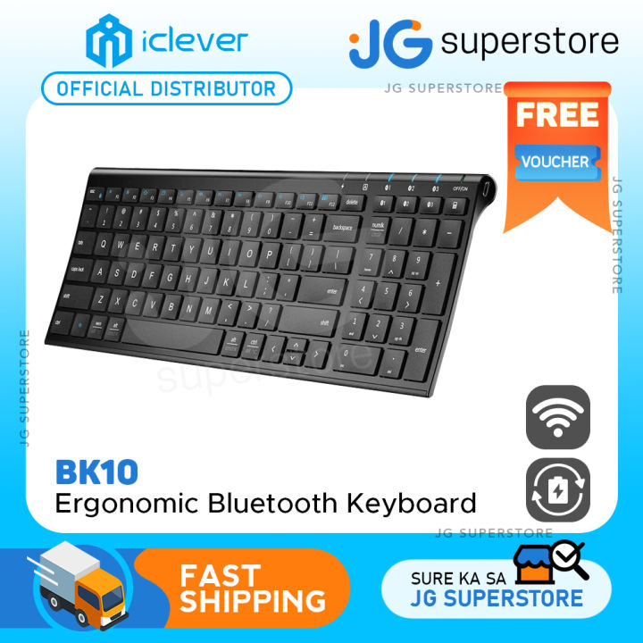 iClever BK10 Universal Bluetooth Wireless Keyboard with Rechargeable Ultra-Slim with Number Pad ...