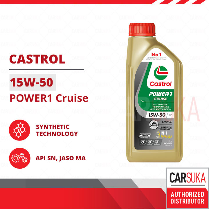 Castrol POWER1 CRUISE 4T 15W-50 Synthetic Technology for Bikes (1L ... Castrol POWER1 CRUISE 4T 15W-50 Synthetic Technology for Bikes (1L ...