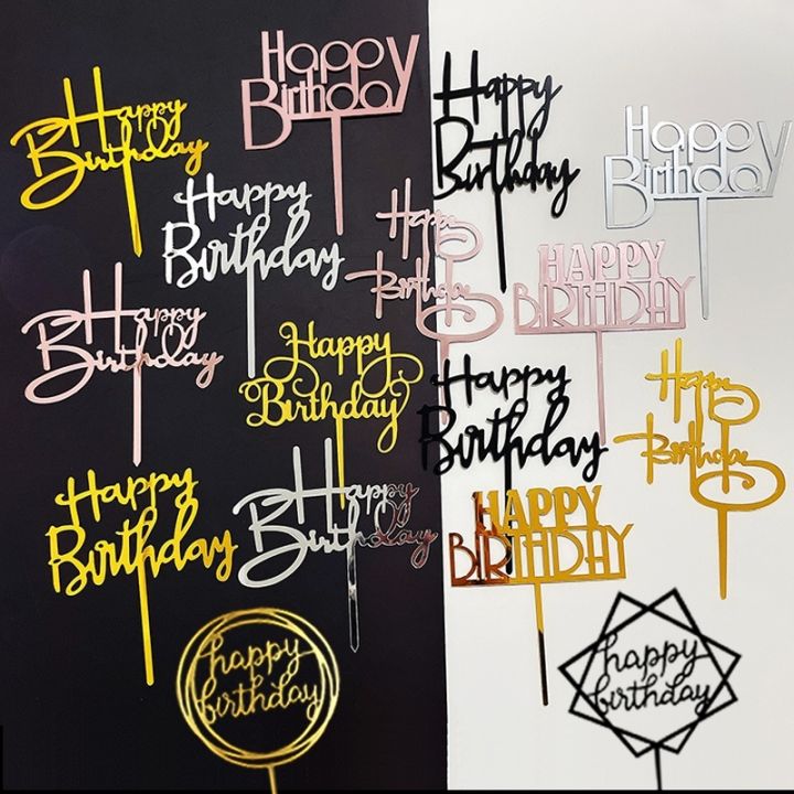 10 Pieces Happy Birthday Cake Toppers, Acrylic Cake Topper Happy ...