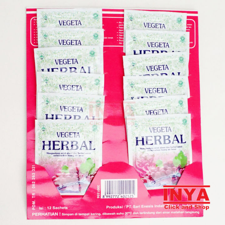 Vegeta Herbal Aroma Anggur Merah 12x5gr Pack - Natural Fiber Drink ...