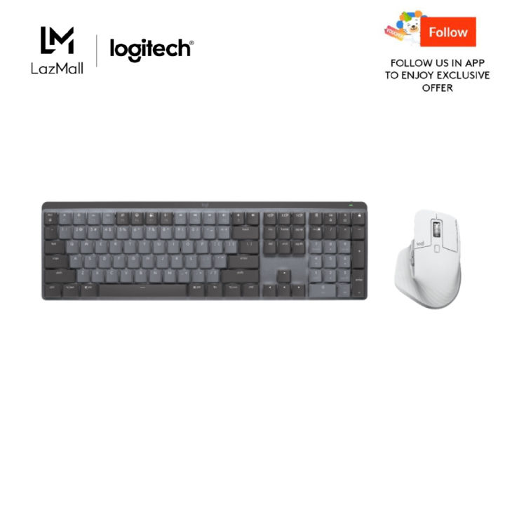 Logitech MX Mechanical Wireless Illuminated Performance Keyboard + Logitech MX Master 3S ...
