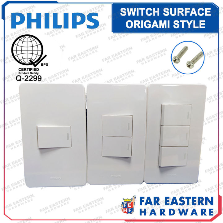 PHILIPS Switch Surface Origami Style Electrical Switches 1 | 2 | 3 Gang ...