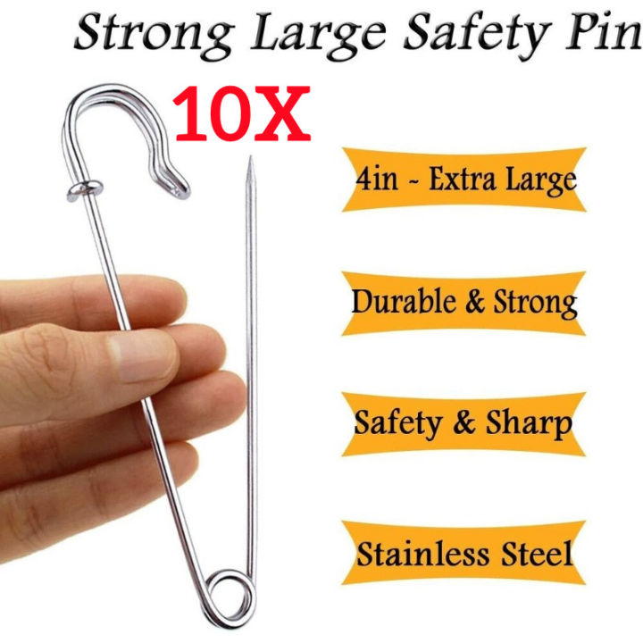 10Pcs/Set 10x2cm Extra Large Safety Pins Giant Safety Pin Heavy Duty ...