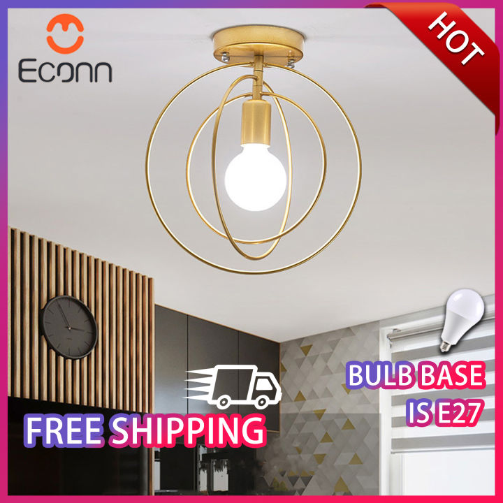 Ceiling Light Nordic Luxury Iron Ceiling Lamp 3 Rings Round Rotation ...