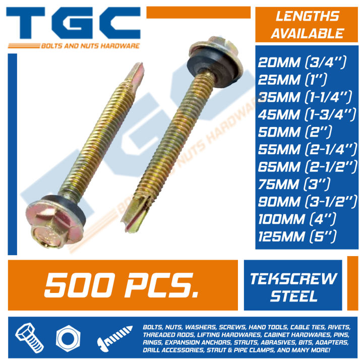 500 PCS Tekscrew 12 x 20 / 25 / 35 / 45 / 50 / 55 / 65 / 75 / 100 mm ...